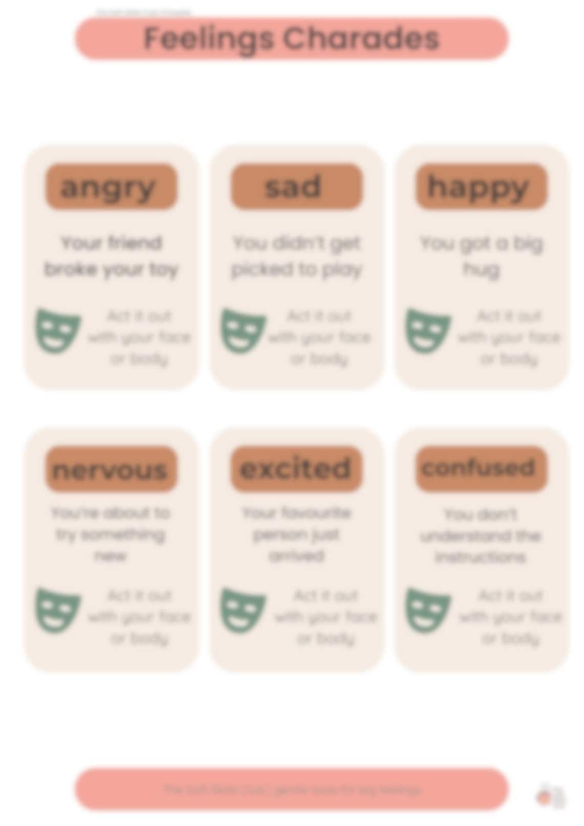 Feelings Charades Game – Printable SEL Activity for Kids, Emotion Cards ...