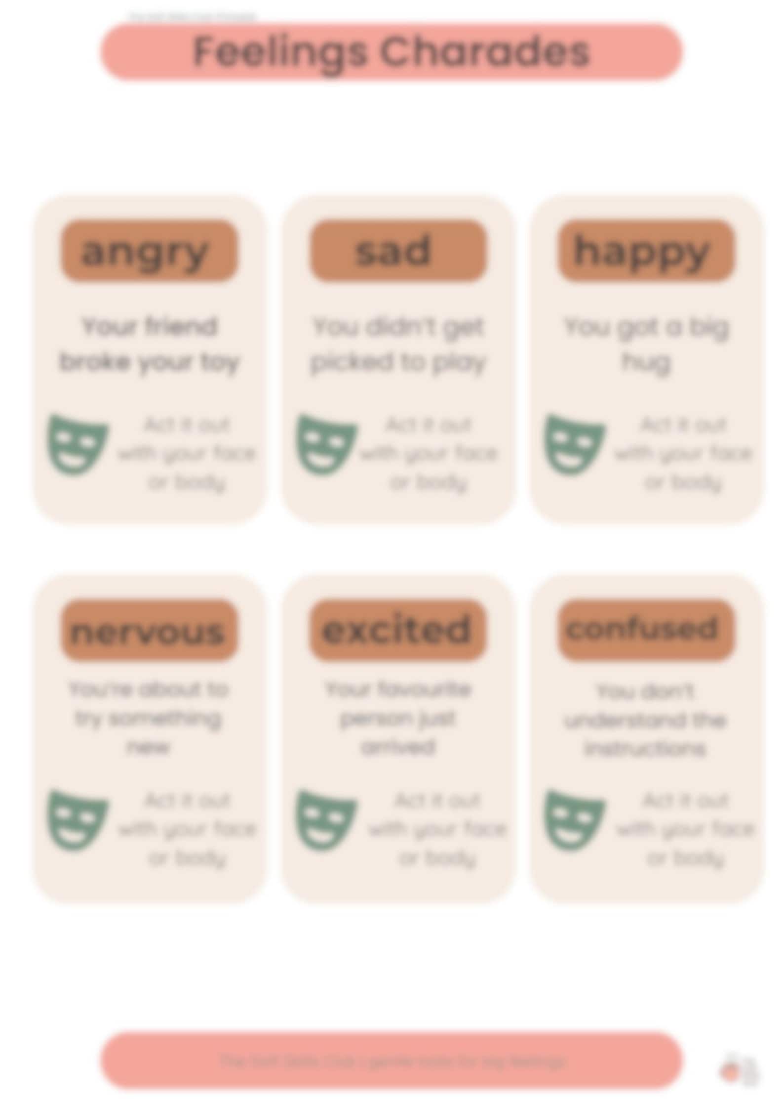 Feelings Charades Game – Printable SEL Activity for Kids, Emotion Cards ...