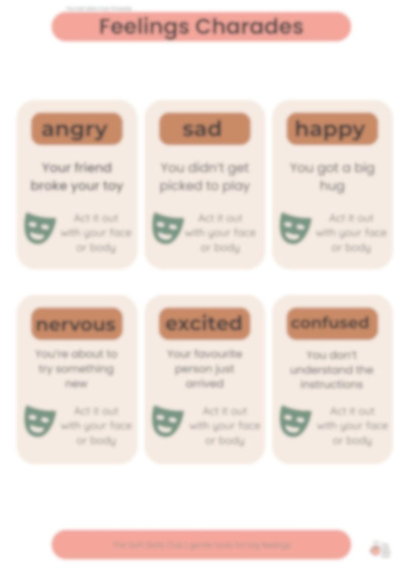 Feelings Charades Game – Printable SEL Activity for Kids, Emotion Cards ...