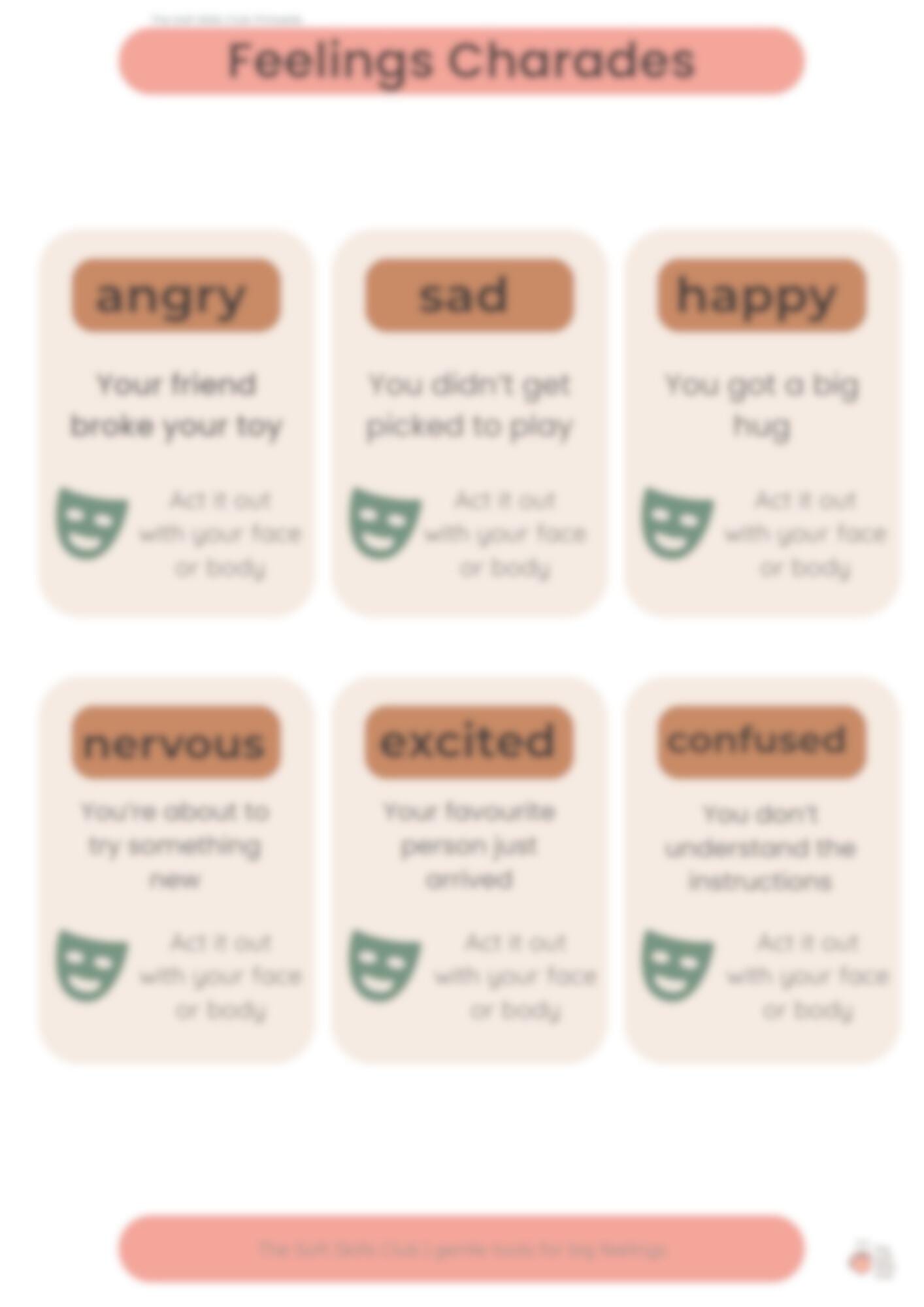 Feelings Charades Game – Printable SEL Activity for Kids, Emotion Cards ...