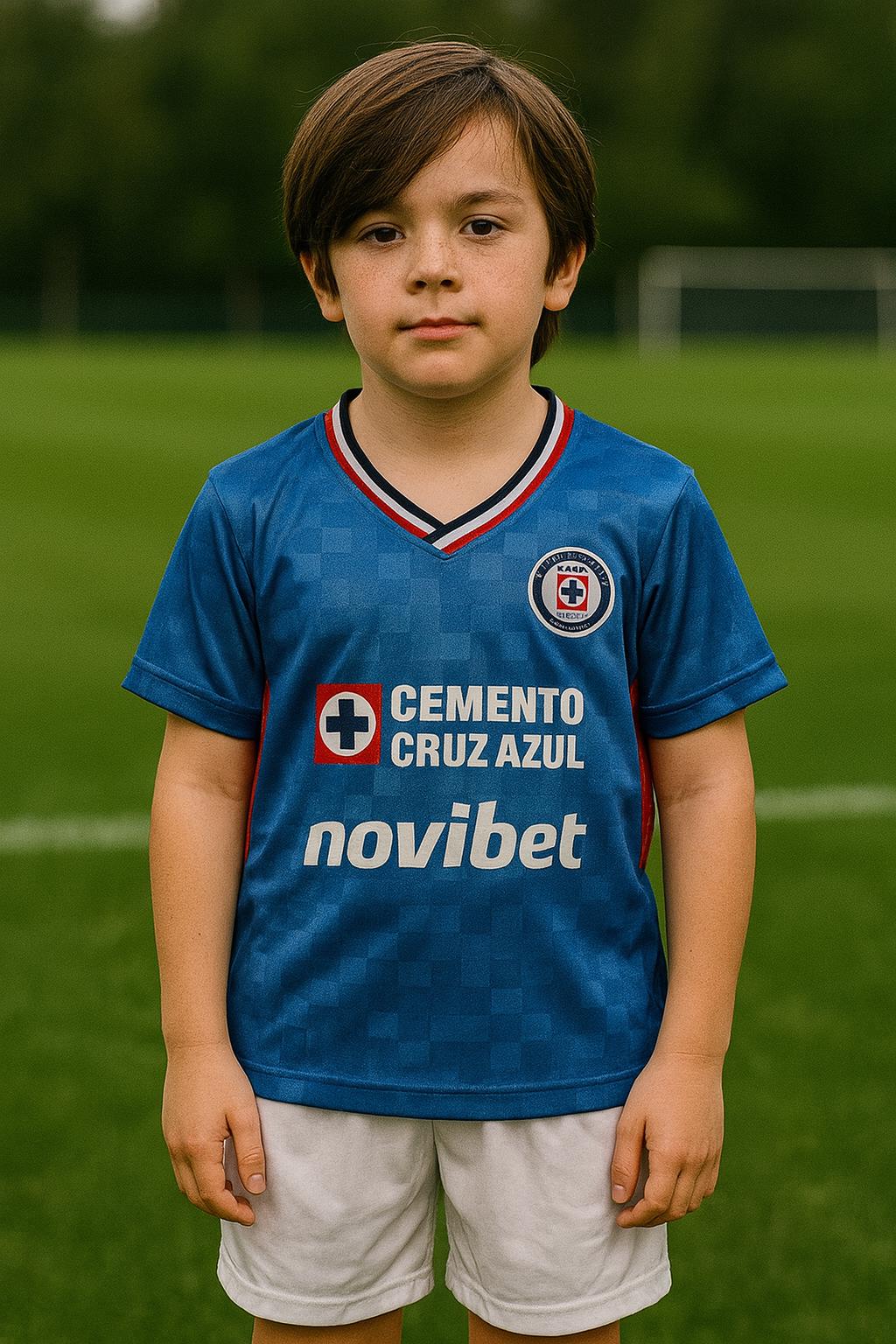 Cruz Azul Kids Soccer Jersey Set, Polyester Uniform - Etsy
