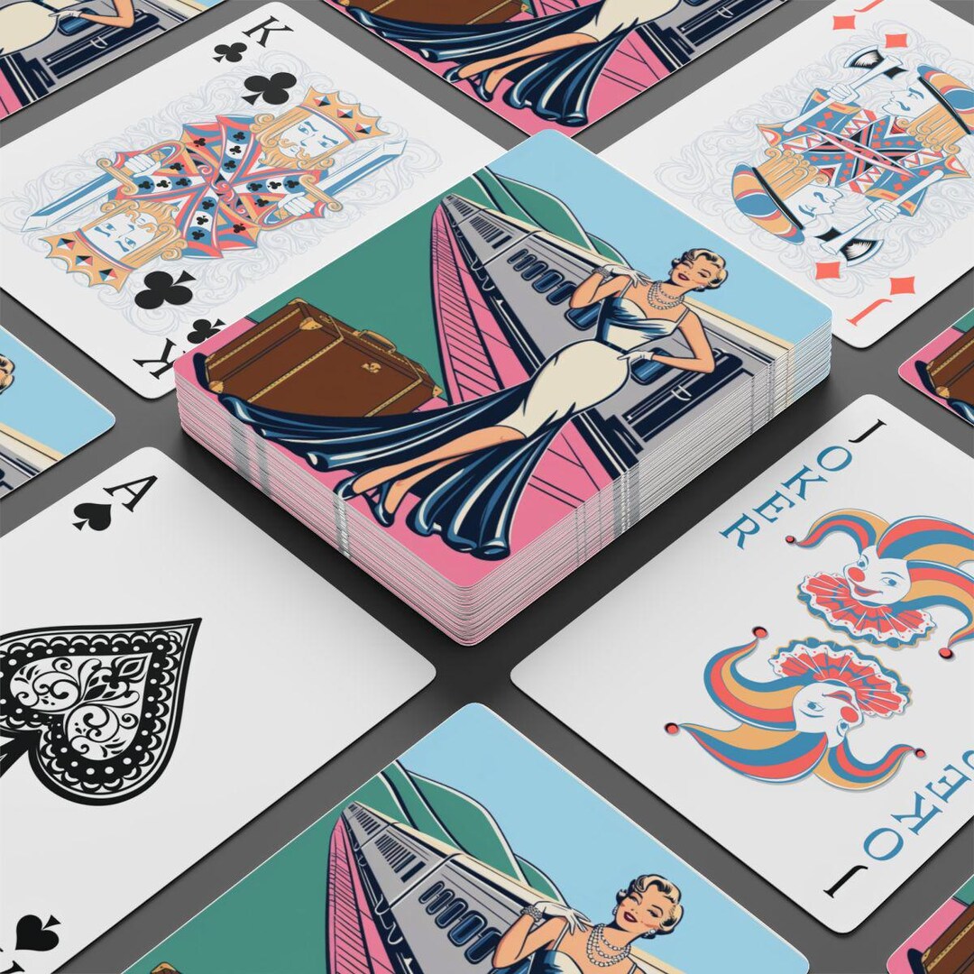 Vintage/retro Poker Playing Cards Set, Retro Card Game, Casino Night ...