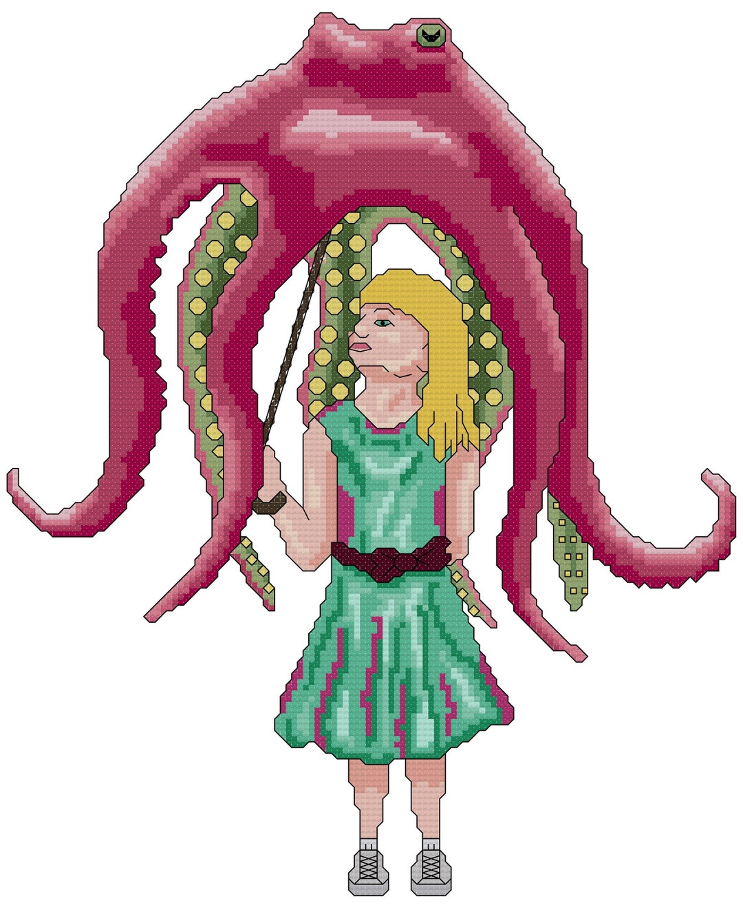 Girl With Octobrella Cross Stitch Pattern - Etsy