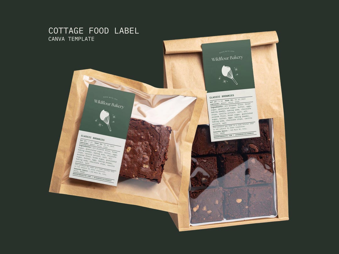 Cottage Food Label Template: Editable Home Bakery Packaging Sticker ...