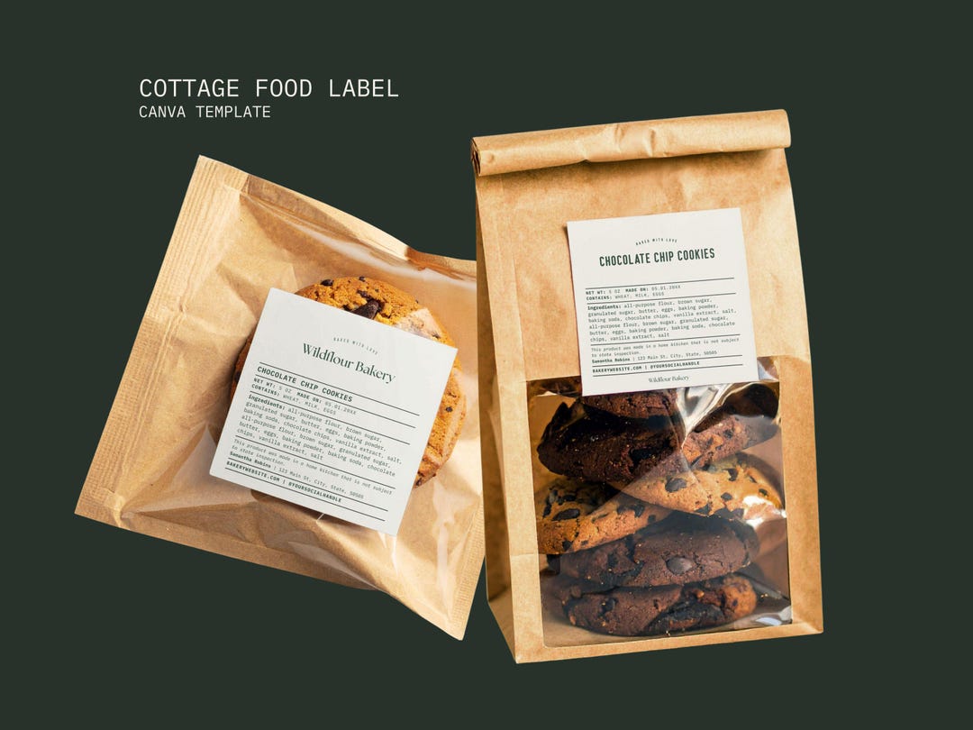Cottage Food Label Template: Editable Home Bakery Packaging Sticker ...