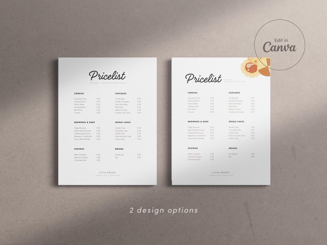 Price List Template - Printable, Editable Price Sheet, Pricing Guide ...