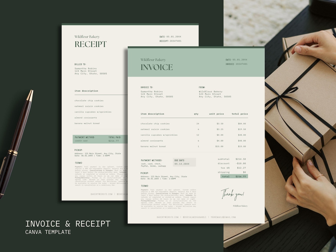 Invoice and Receipt Templates: Printable Modern Business Forms for ...