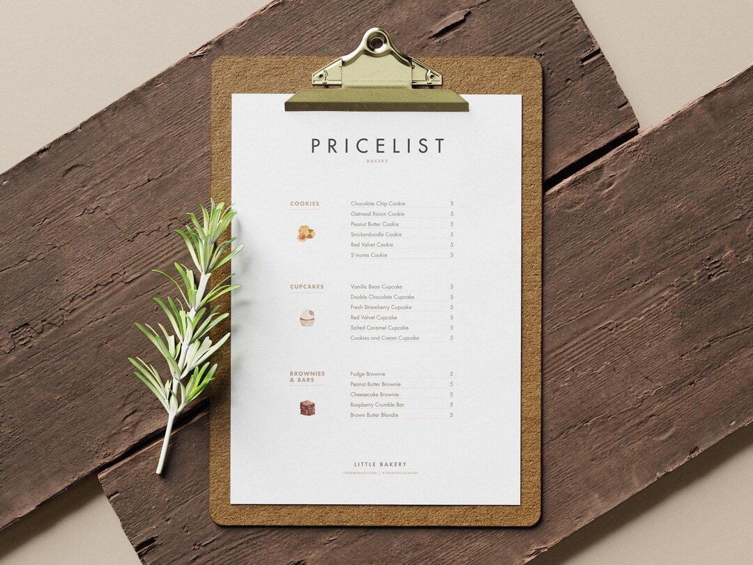 Price List Template: Modern Menu for Small Business, Bakery (canva ...