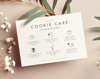 Cookie Care Card Template - Printable, Editable Cookie Care Guide ...