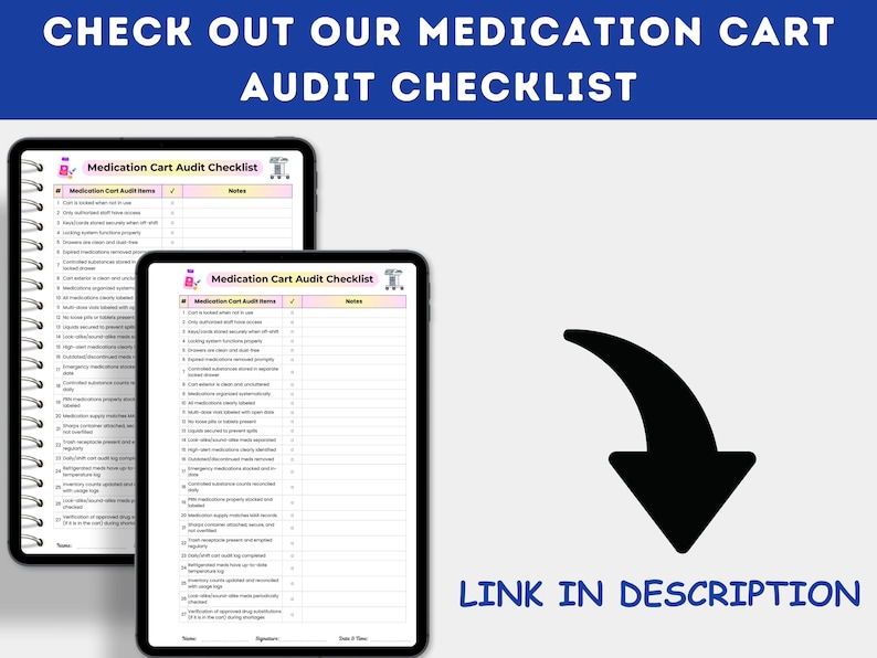 Medication & PPE Cart Audit Checklist | Nursing Compliance Sheet ...