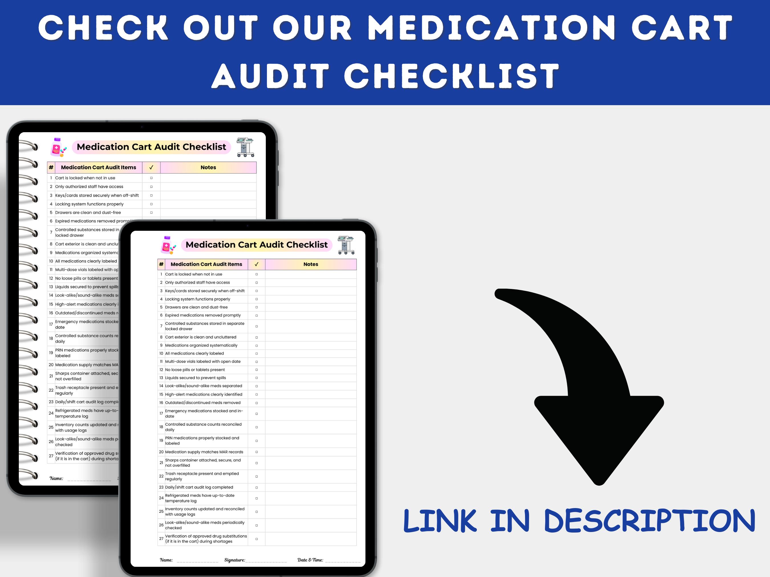 Medication & PPE Cart Audit Checklist | Nursing Compliance Sheet ...