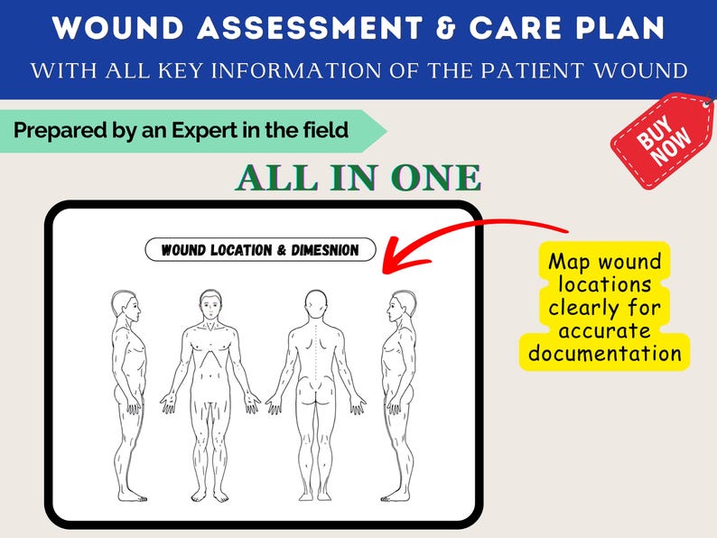 Wound Assessment Chart for Nurses | Wound Care Documentation Form With ...