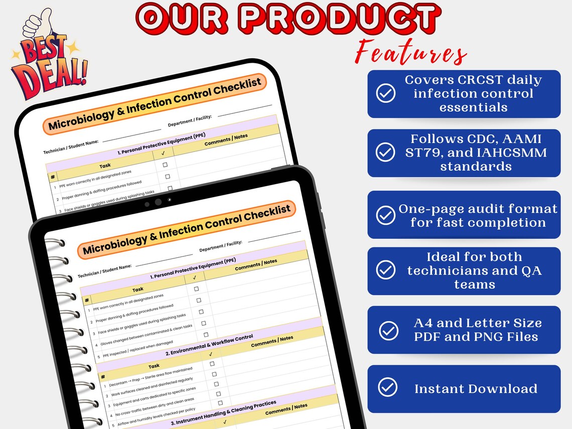 Microbiology & Infection Control Checklist | CRCST SPD Audit Sheet ...