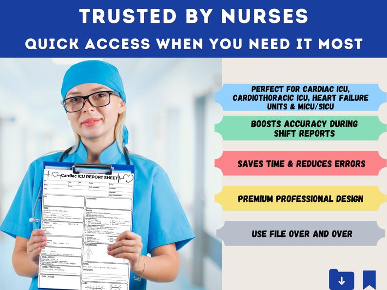 Cardiac ICU Nurse Report Sheet | ICU Brain Sheet Printable Pdf | CICU ...