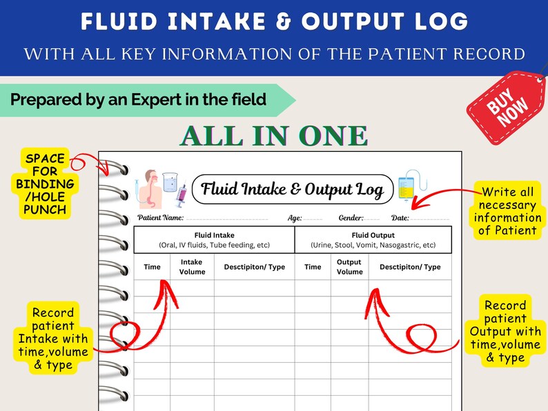 Printable Fluid Intake and Output Nursing Log and Conversion Chart ...
