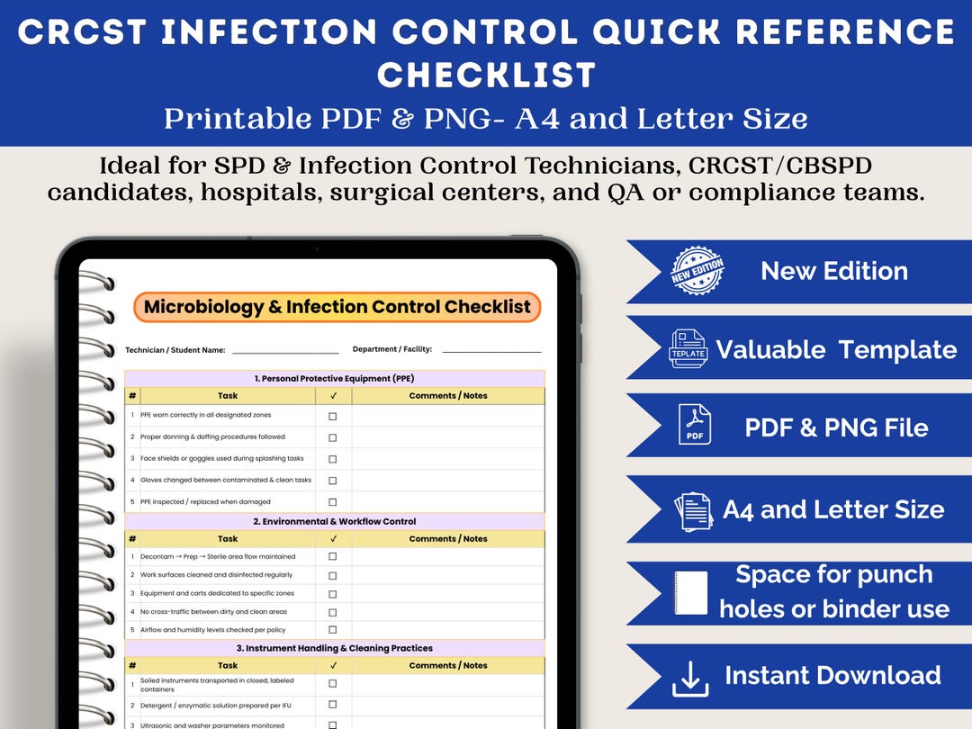 Microbiology & Infection Control Checklist | CRCST SPD Audit Sheet ...