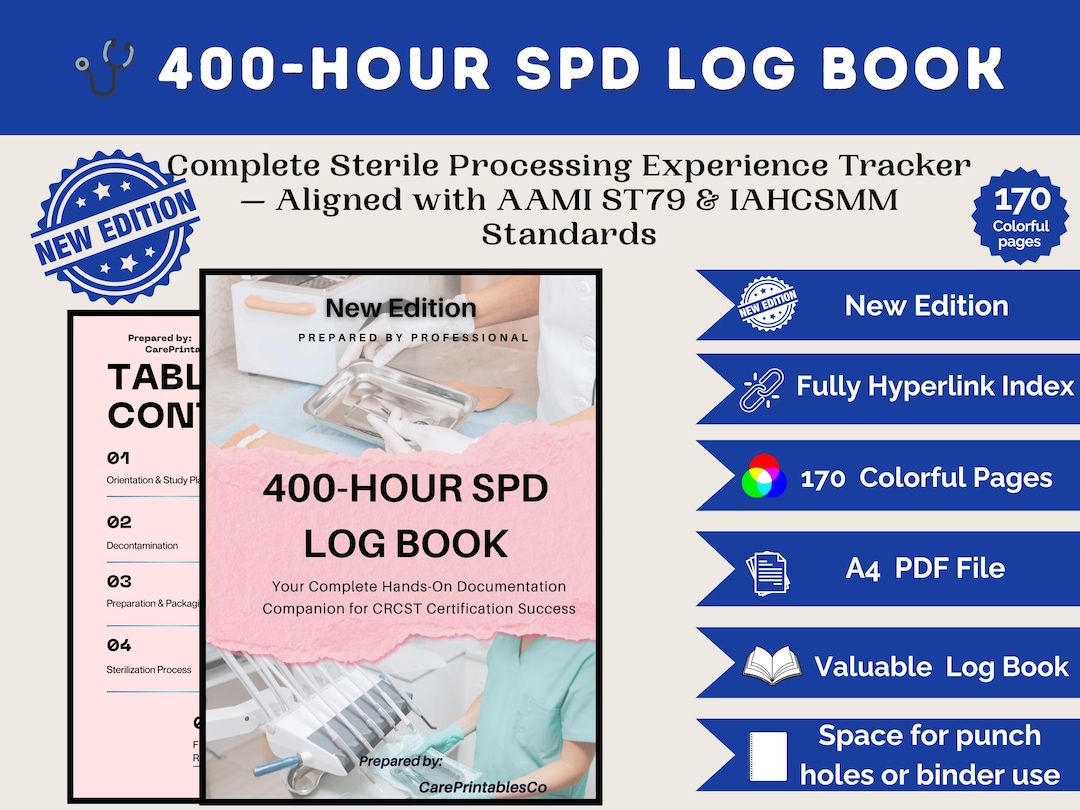 CRCST 400 Hour Log Book Pdf | SPD Training Experience Tracker for ...