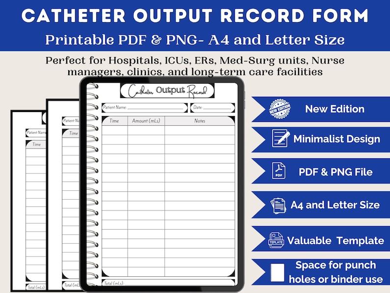 Foley Catheter Urine Output Log | Catheter Output Monitoring Sheet ...