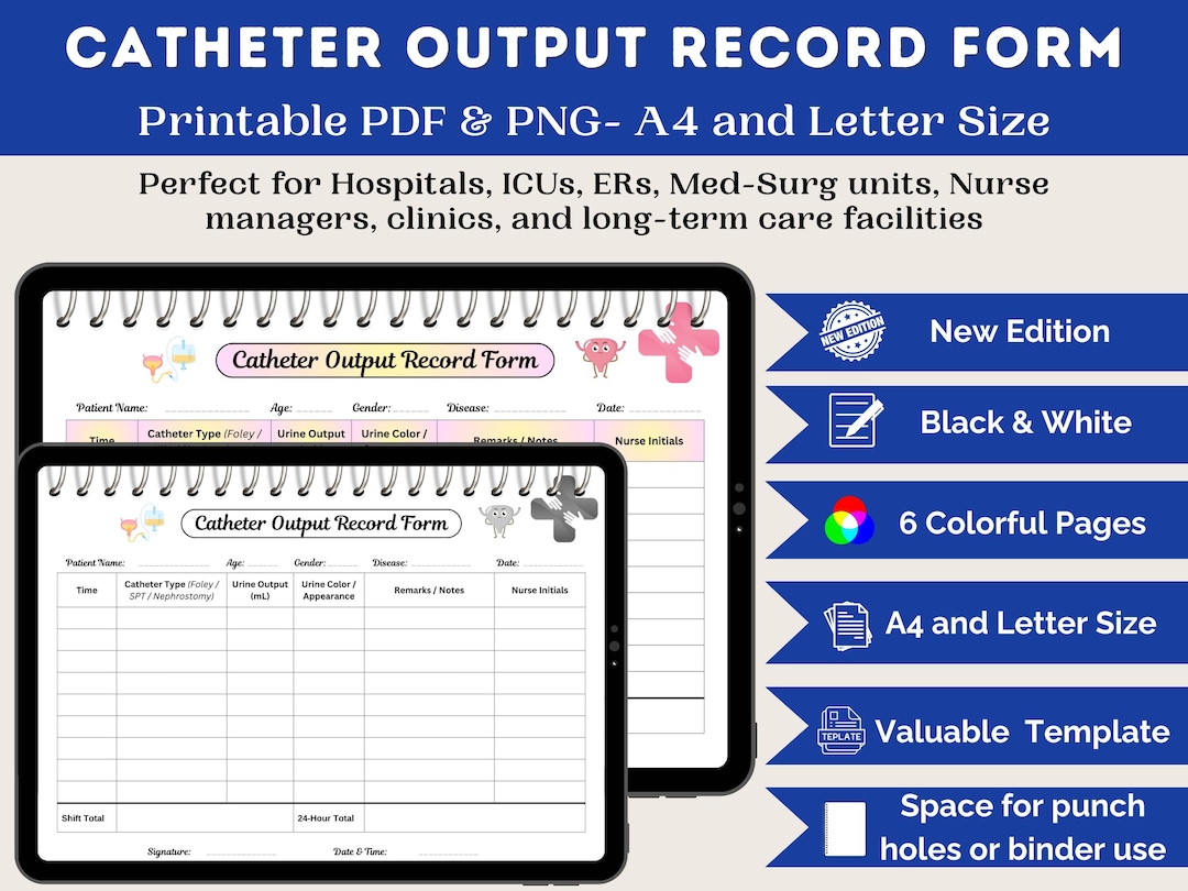 Catheter Output Record Form: Urine Tracking Sheet (PDF & PNG) - Etsy UK