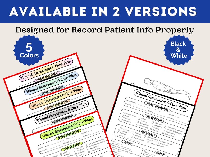 Wound Assessment Chart for Nurses | Wound Care Documentation Form With ...