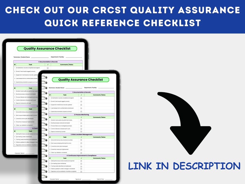 Microbiology & Infection Control Checklist | CRCST SPD Audit Sheet ...
