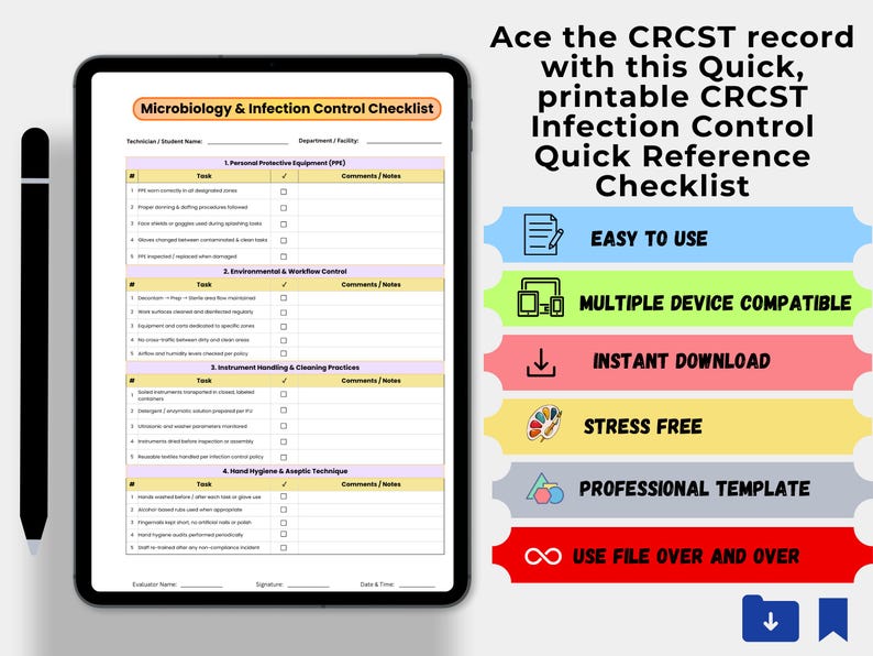 Microbiology & Infection Control Checklist | CRCST SPD Audit Sheet ...