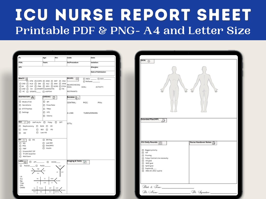 ICU Nurse Brain Sheet – CVICU & Med-surg Shift Report, SBAR Handoff ...