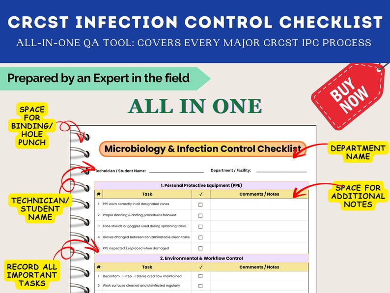 Microbiology & Infection Control Checklist | CRCST SPD Audit Sheet ...