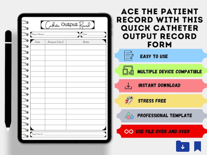 Foley Catheter Urine Output Log | Catheter Output Monitoring Sheet ...