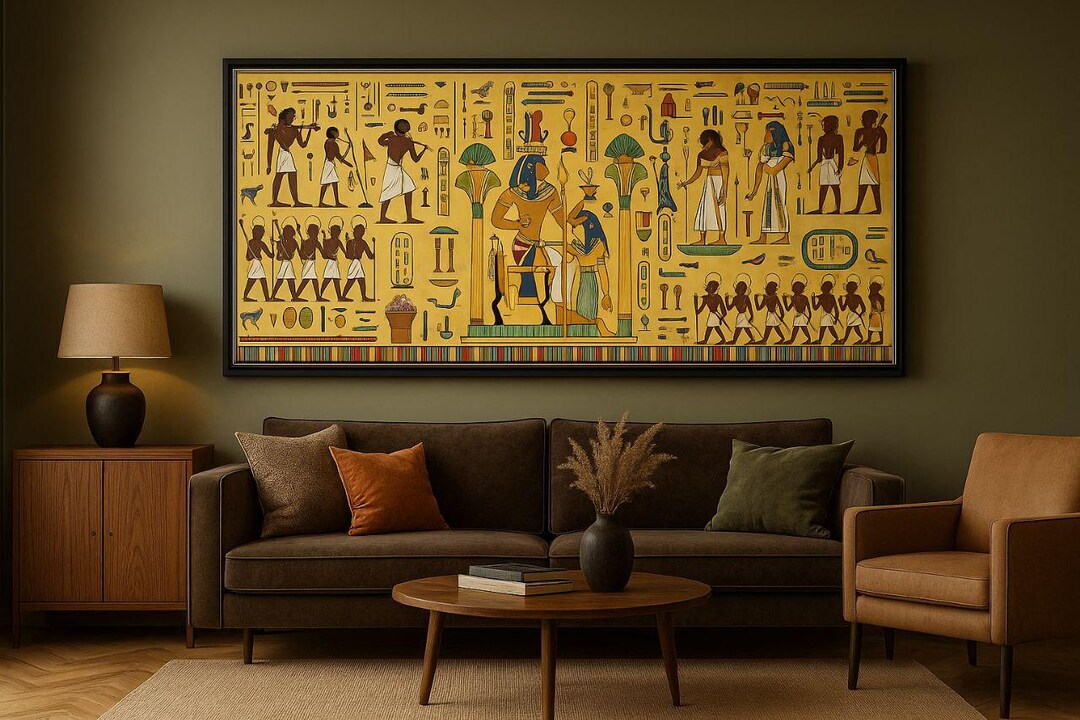 Ancient Egyptian Wall Art Hieroglyphic Scene Digital Poster Printable ...