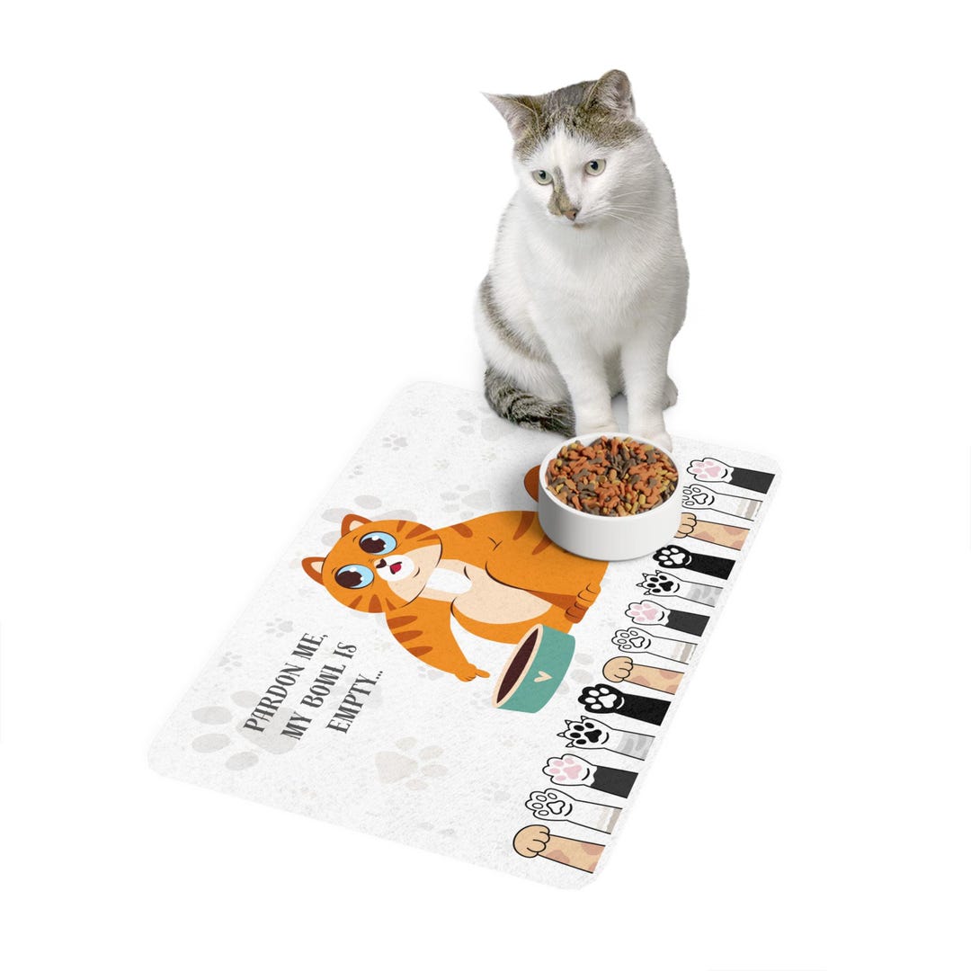 Cute Cat Food Mat With Funny Quote, Cat Bowl Mat, Pet Feeding Mat ...