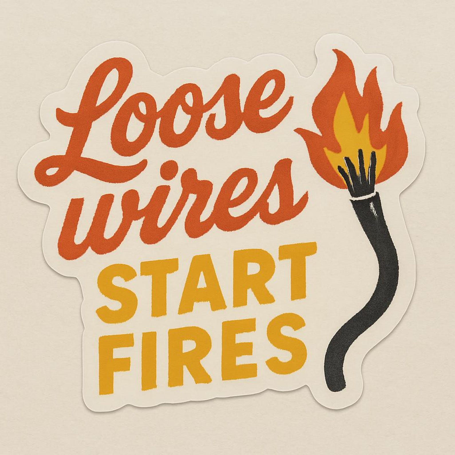 Loose Wires Start Fires Sticker- Hard Hat Sticker, Tool Box & Water ...