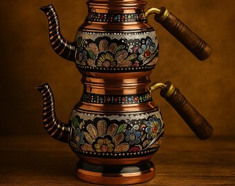 Copper Turkish Teapot Tea Kettle Pots for Stove Top Decorative Vintage ...