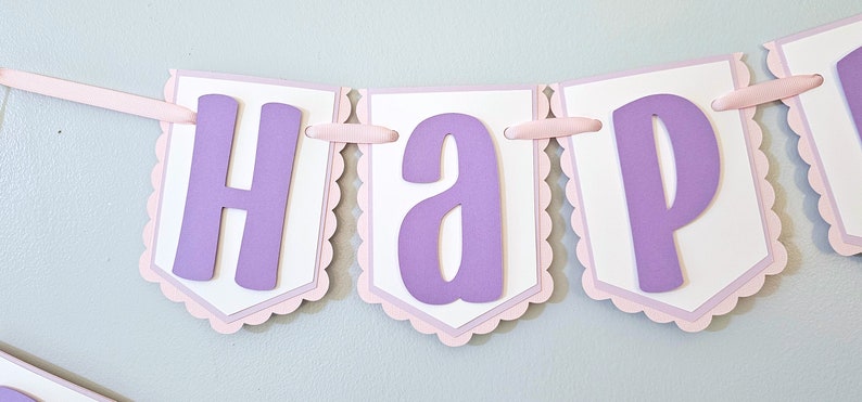 Lavender & Pink Happy Birthday Banner: Handcrafted Party Decor - Etsy