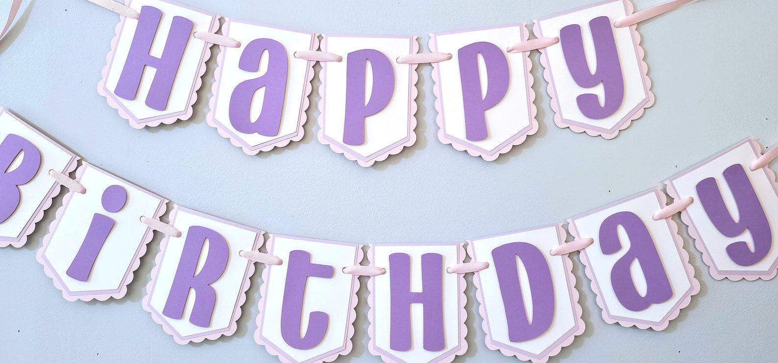Lavender & Pink Happy Birthday Banner: Handcrafted Party Decor - Etsy