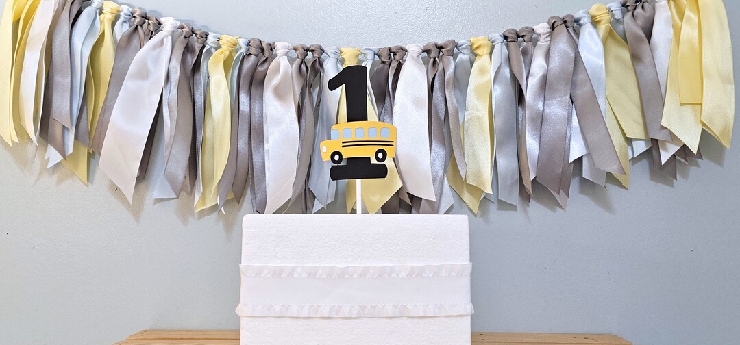 School Bus Birthday Cake Topper, Smash Cake Topper, Yellow Bus Number ...