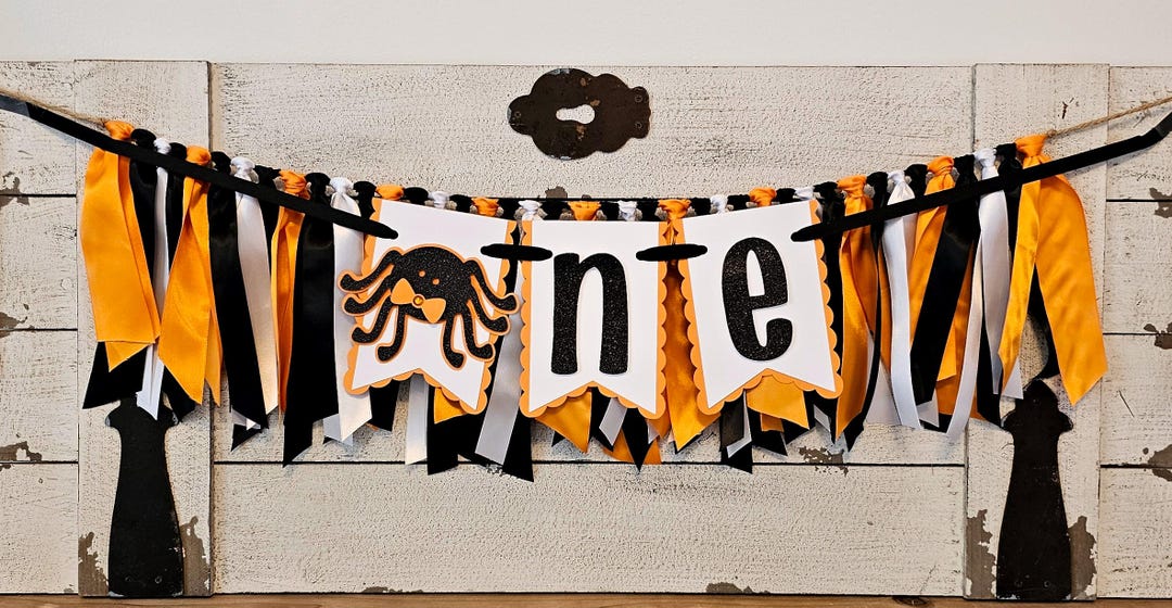 Itsy Bitsy Spider Highchair Banner and Ribbon Garland Set: Orange Black ...