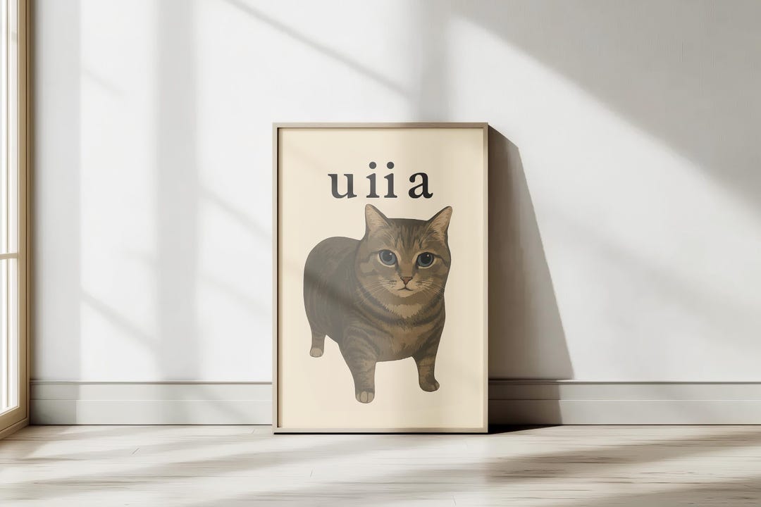 Funny "uiia" Meme Cat Wall Art – Funny Digital Cat Poster | Aesthetic ...