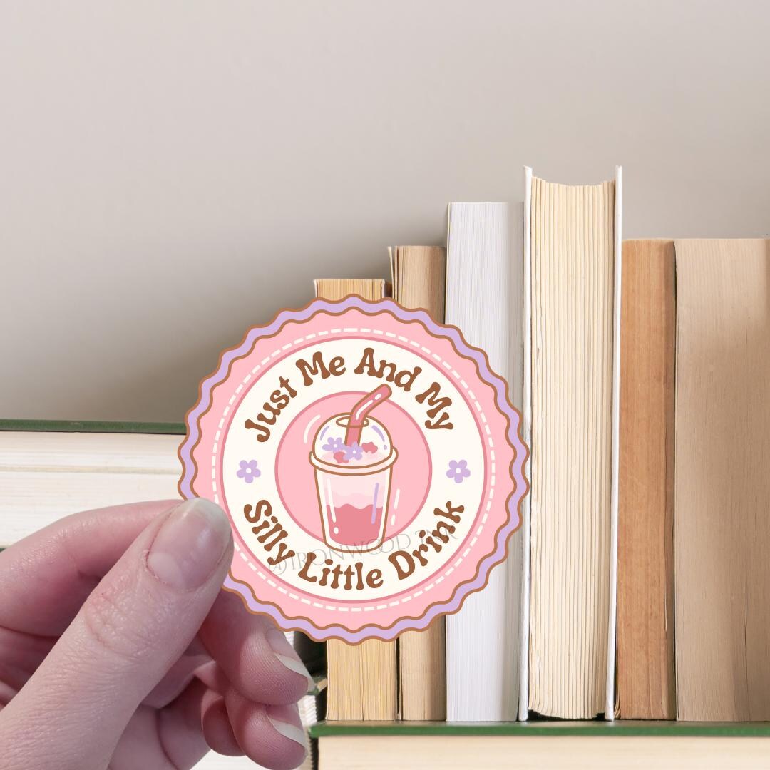 Silly Little Drink Vinyl Sticker, Cute Dessert Strawberry Cake Cafe ...