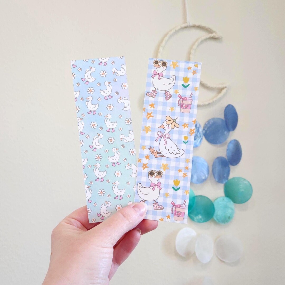 Groovy Goose Duo Bookmark Set, Blue Pink Green Cute Sassy Geese With ...