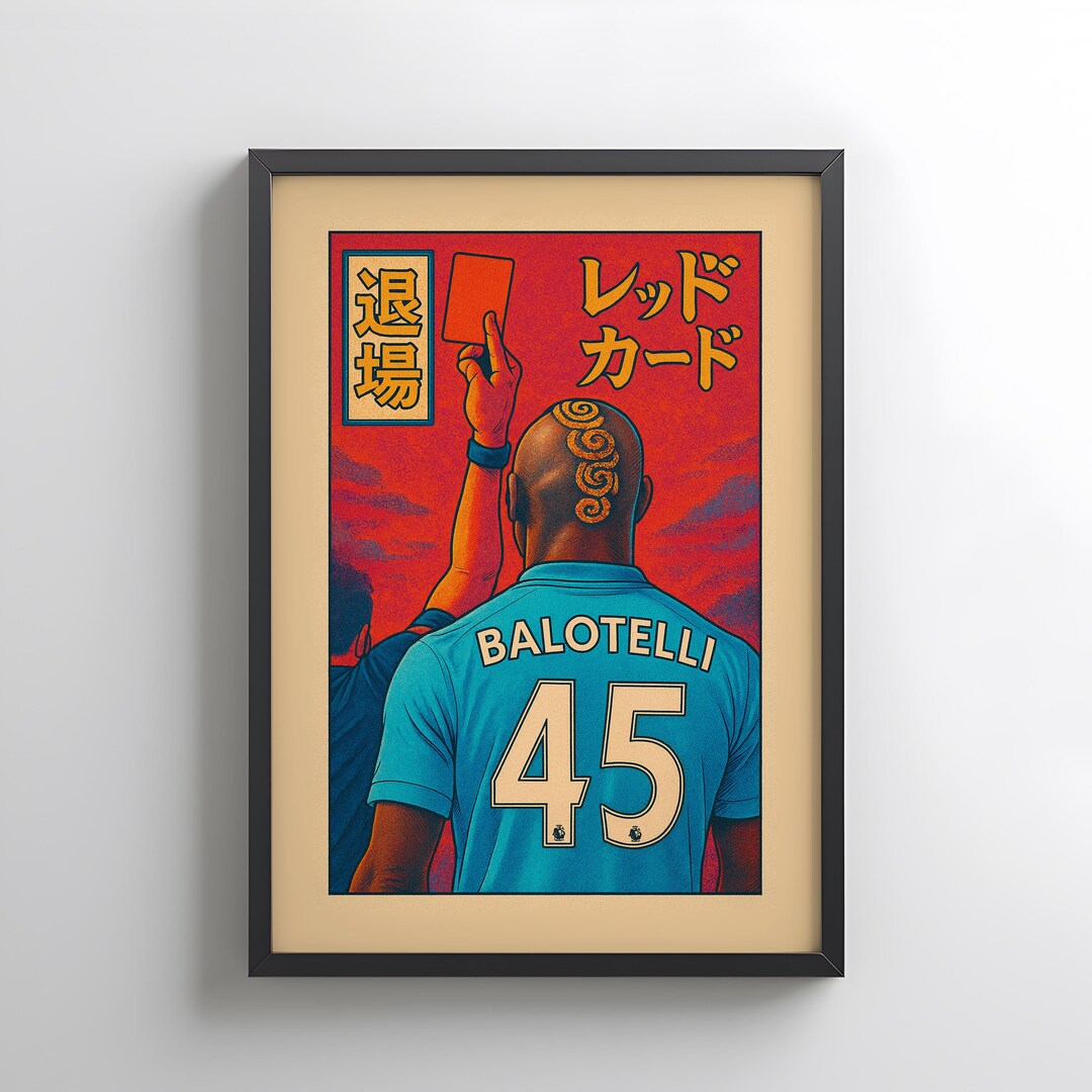 Mario Balotelli Poster | Japanese Style Football Art Print | Italy ...