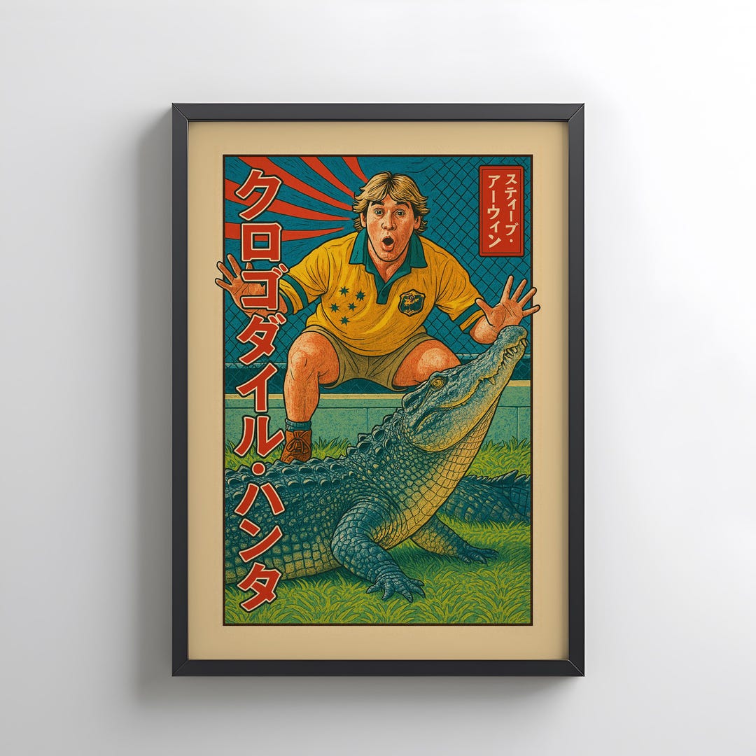 Steve Irwin Poster | Japanese Style Wildlife Art Print | Wall Decor ...