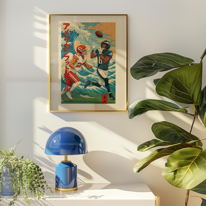 NFL Football Poster | Japanese Style Eagles Vs Chiefs Art Print | Wide ...
