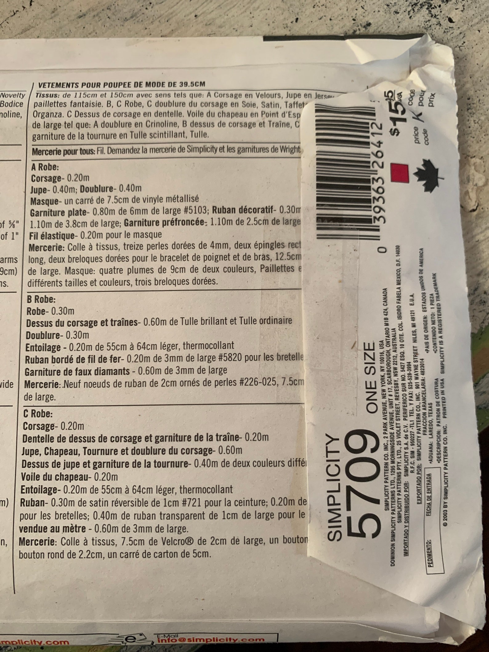 Simplicity 5709 Couturier Doll Clothes Sewing Pattern Patti - Etsy