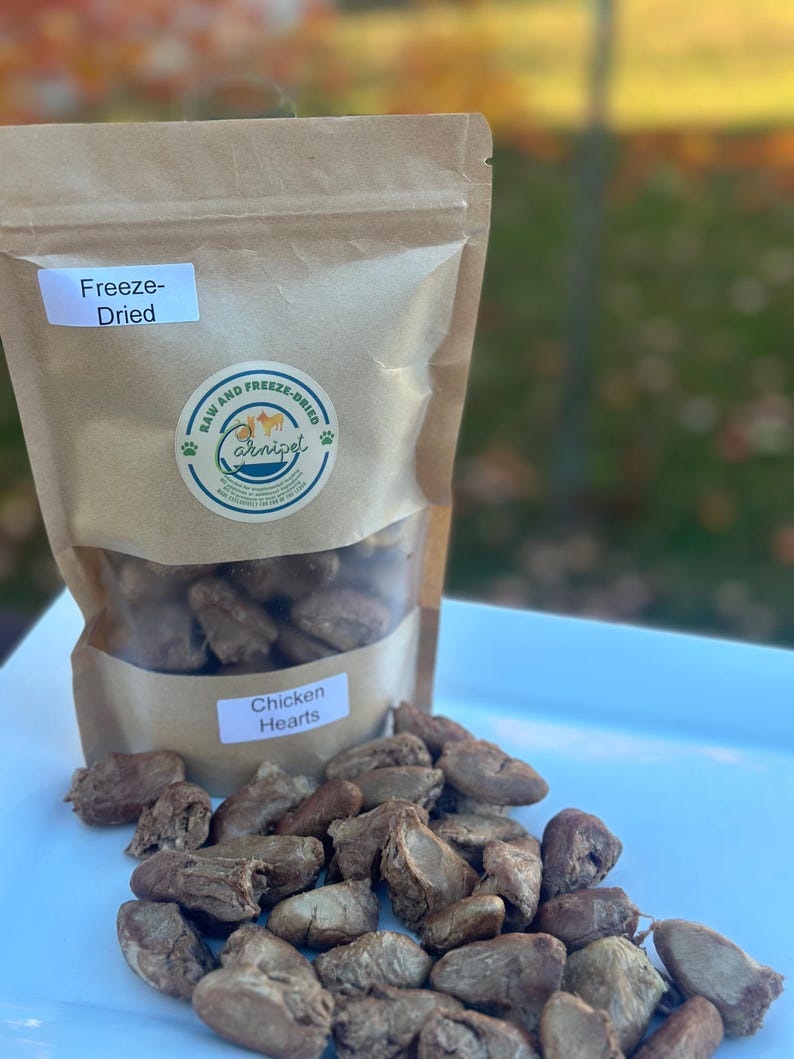 Freeze Dried Whole Chicken Hearts Protein Treats - USA Made Dog and Cat ...
