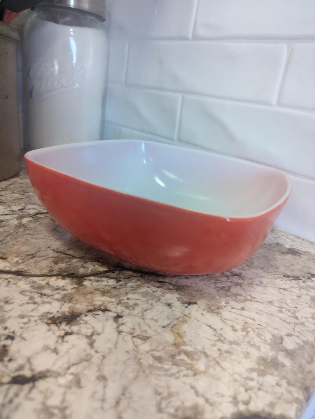 Vintage Pyrex Square Bowl Red - Etsy
