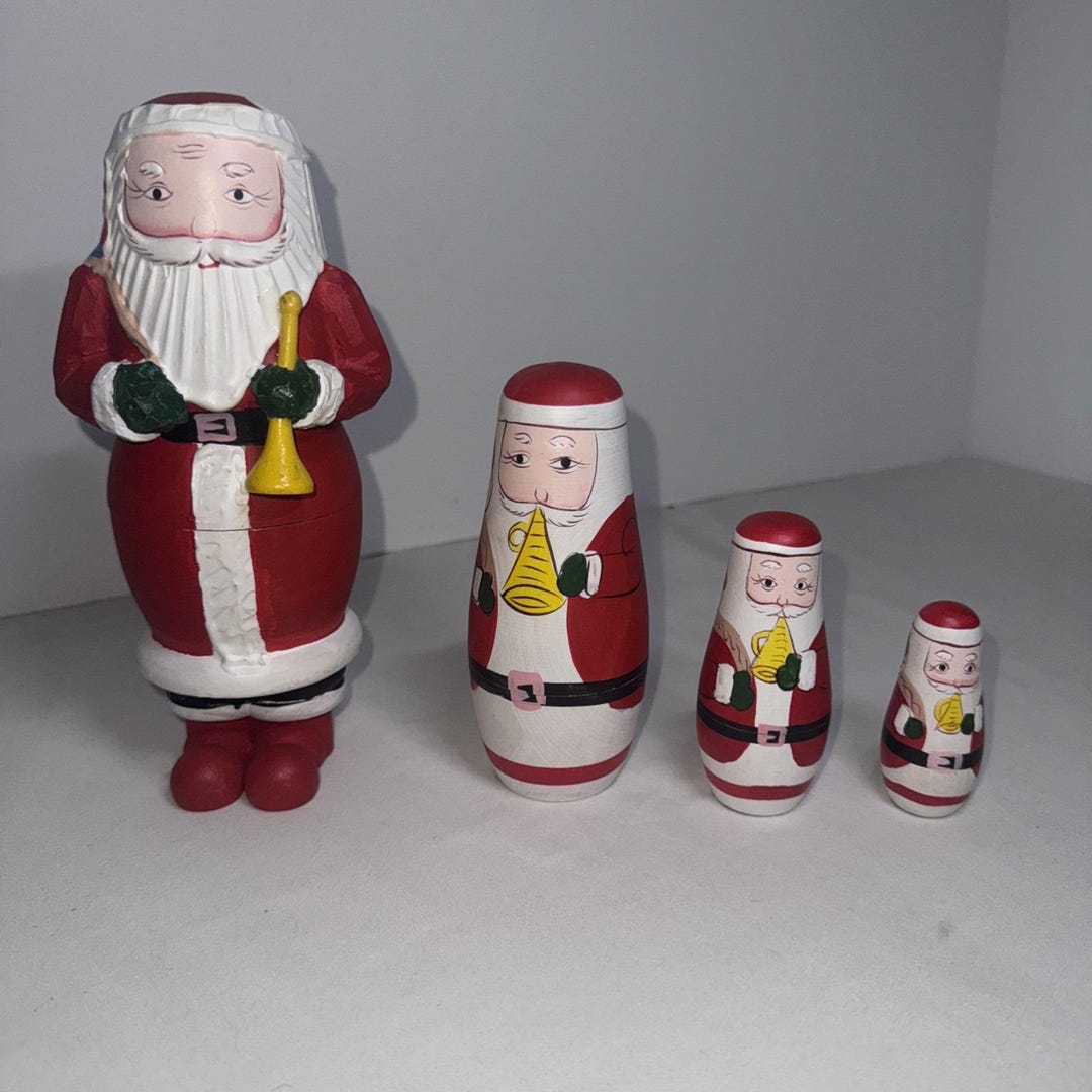 Vintage Santa Nesting Dolls Hand Painted Set 4 Wood Hand Painted - Etsy