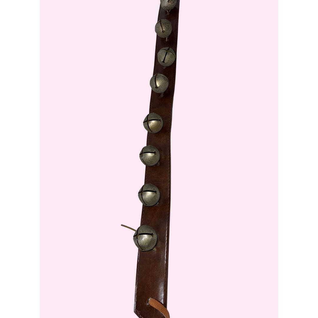 Brown Leather Strap With Brass Reindeer Sleigh Bells Vintage Décor ...