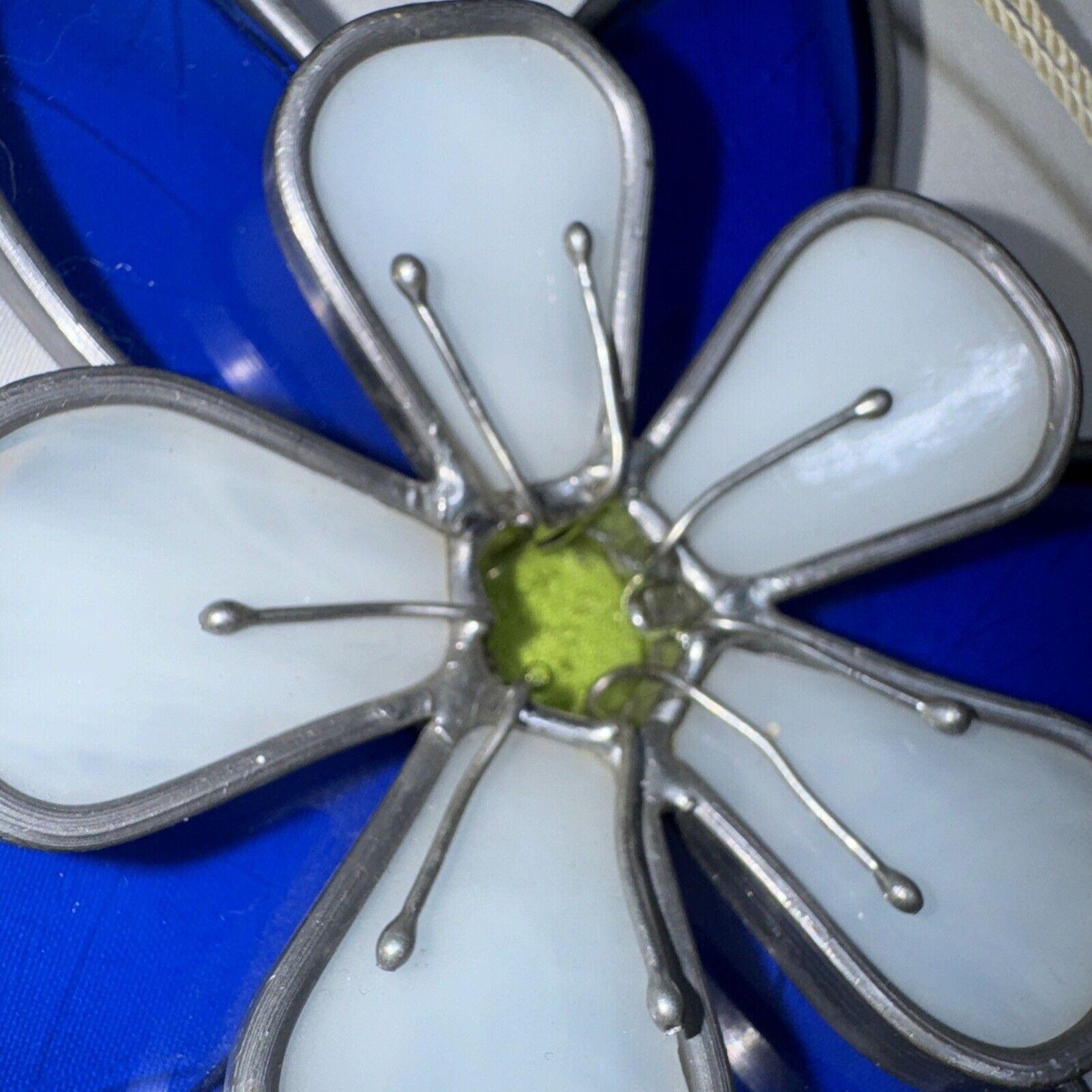 Stained Glass Sun Catcher Blue Flower Leaded Handmade Spring - Etsy