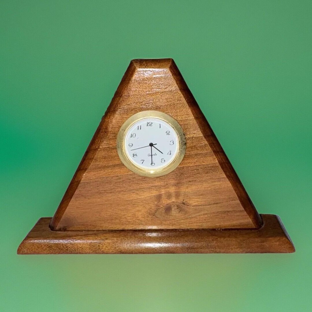Vintage Scandinavian Style Wood Desk Clock Retro Triangle Minimalist ...